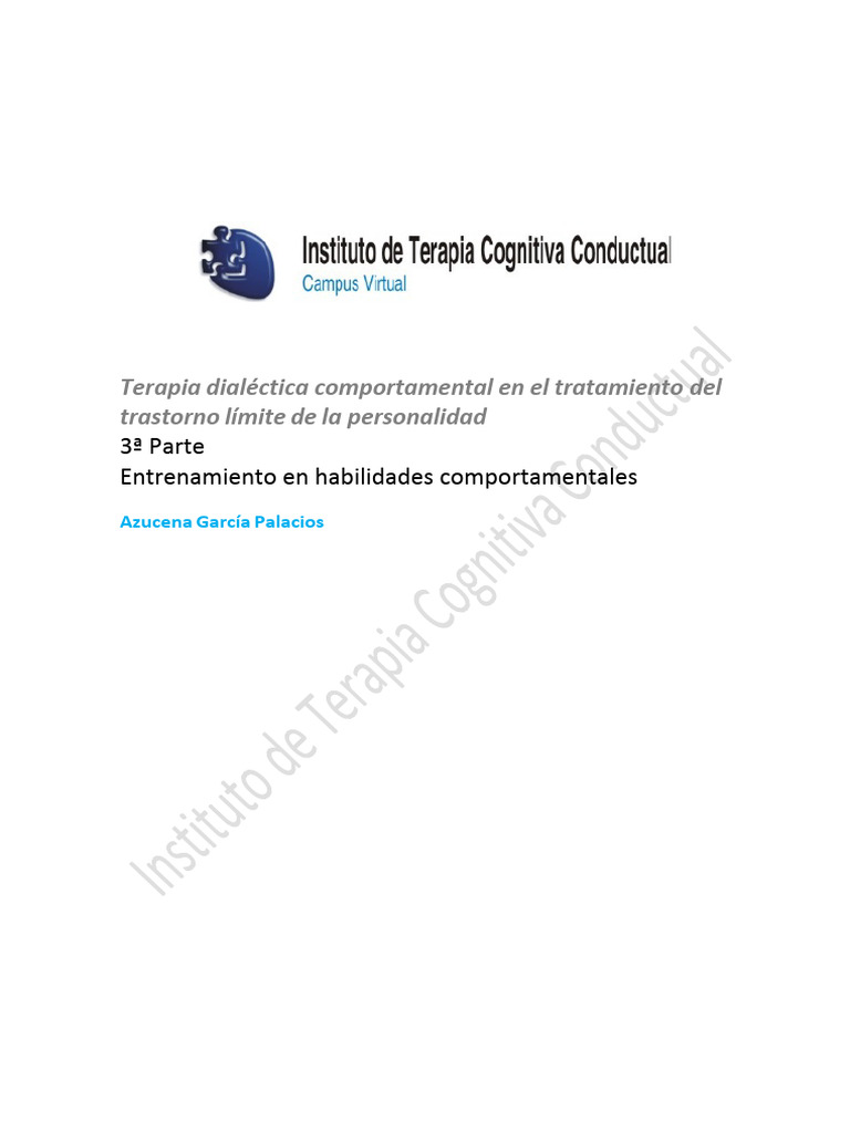 Tema 6 - Texto 1 - TDC para TLP 3 Parte - Entrenamiento en Habilidades | PDF | Las emociones ...