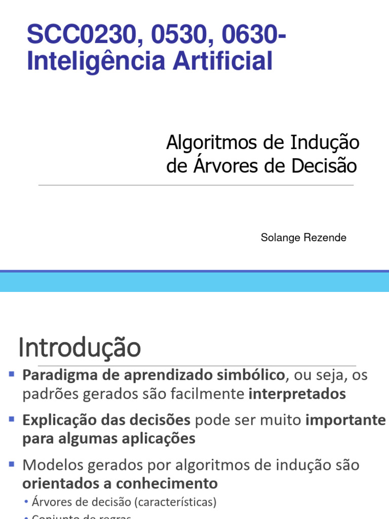 Aula 14 IA Arvores-De-Decisao | PDF | Lógica matemática | Algoritmos