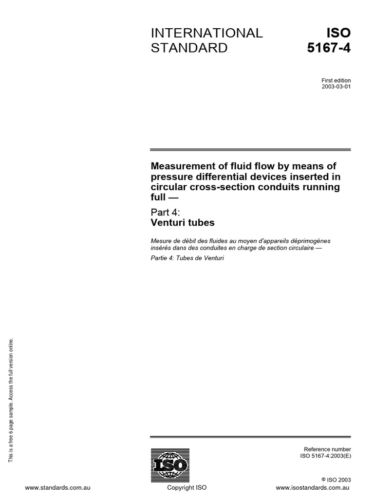 A5-01. ISO - 5167-4 - 2003 (E) - Character | PDF | International ...