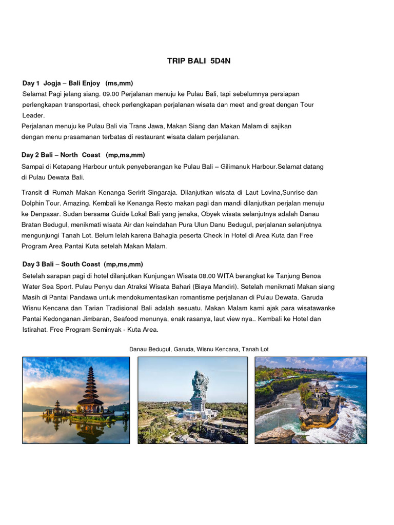 Paket Wisata Bali 5D4N dari Jogja | PDF