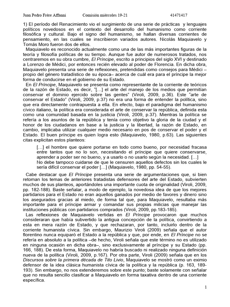 Maquiavelo y Moro: Visiones Políticas | PDF | El príncipe | Estado ...