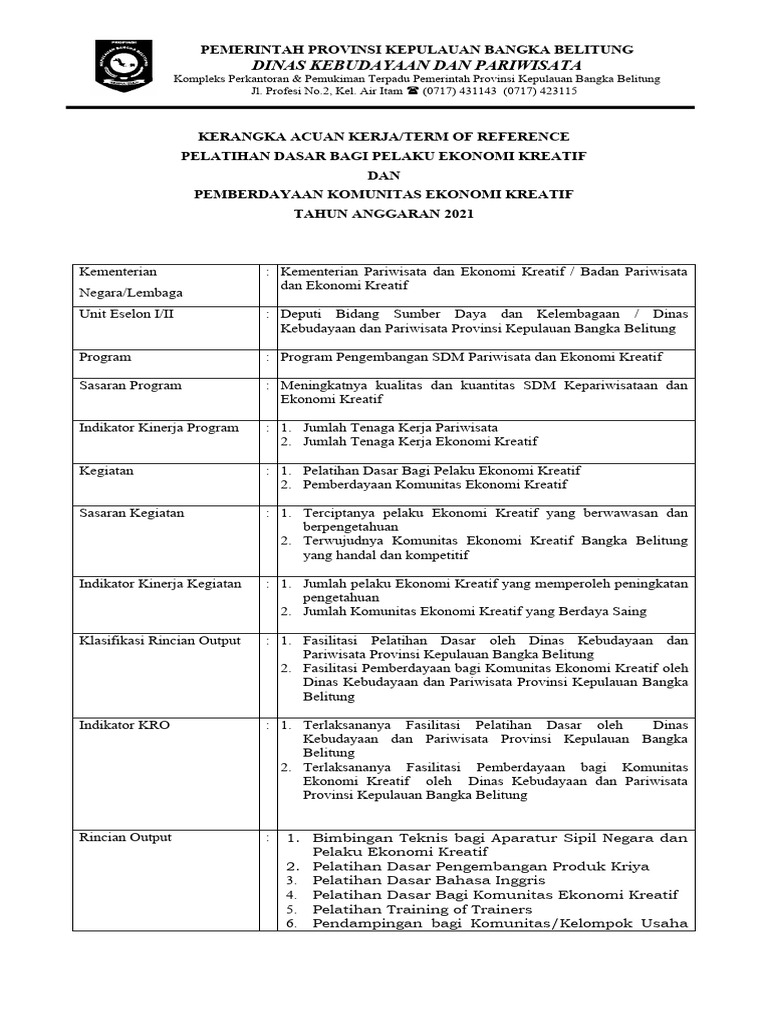 Kak Dekon Ekraf Babel (2 Kak) | PDF