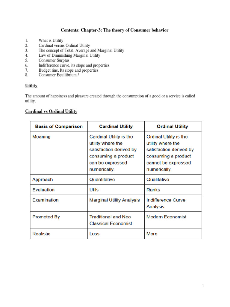 3rd Chapter (Utility) | PDF | Utility | Marginal Utility