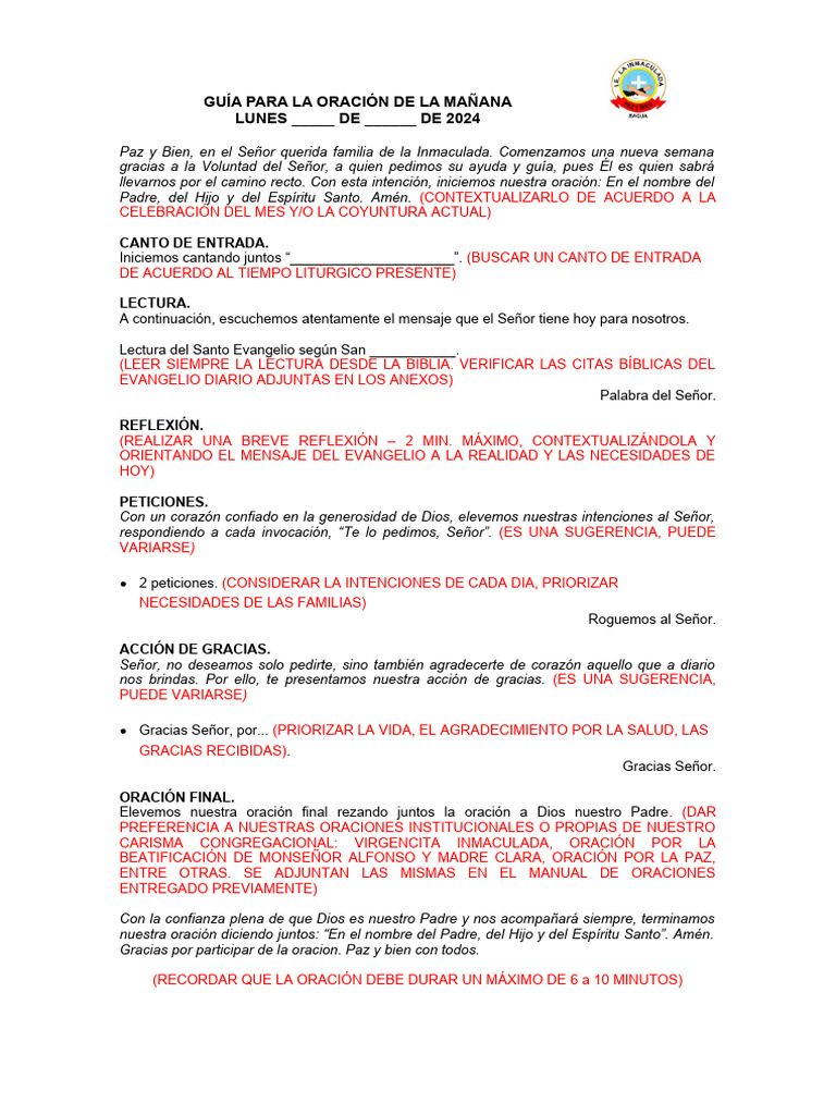 Guia para La Oracion de La Mañana | PDF | Oración | Creencia religiosa y doctrina