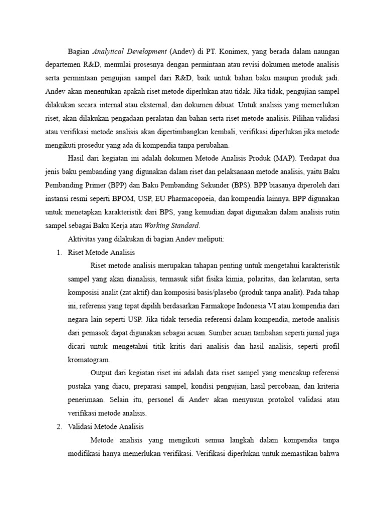 Proses dan Validasi Andev di PT. Konimex | PDF