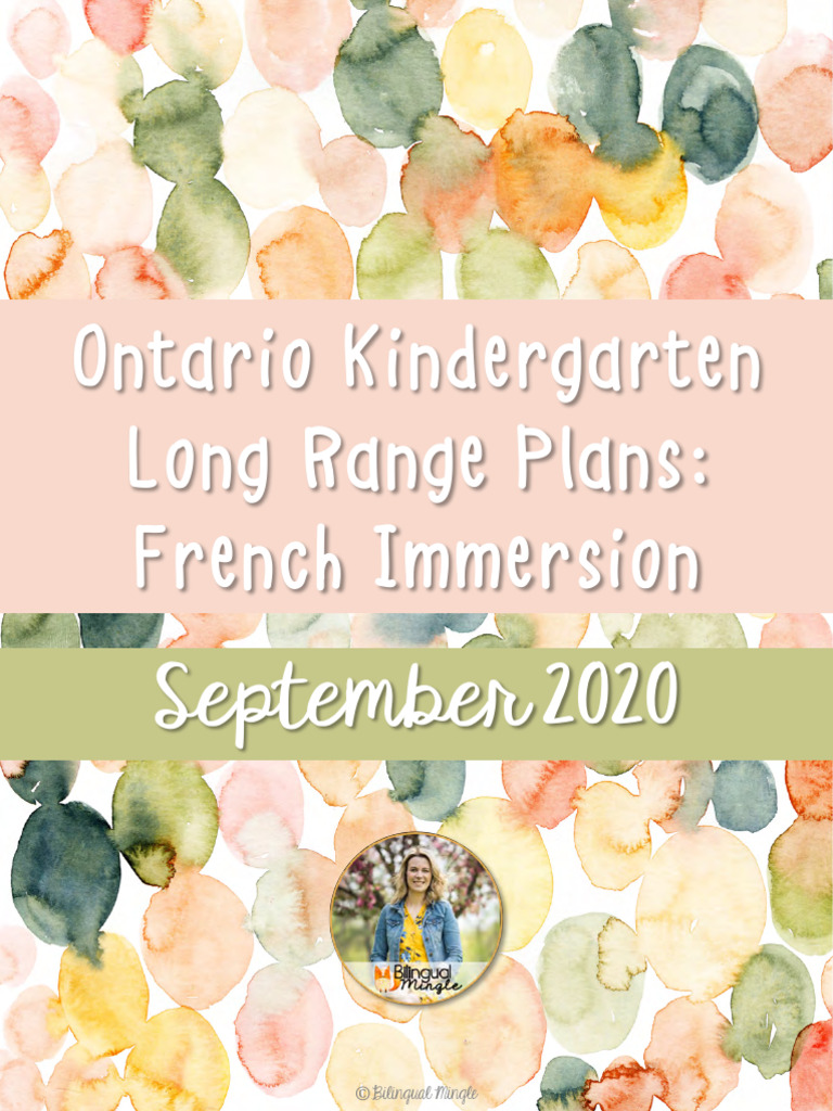 Ontario Kindergarten Long Range Plans: French Immersion September 2020 ...