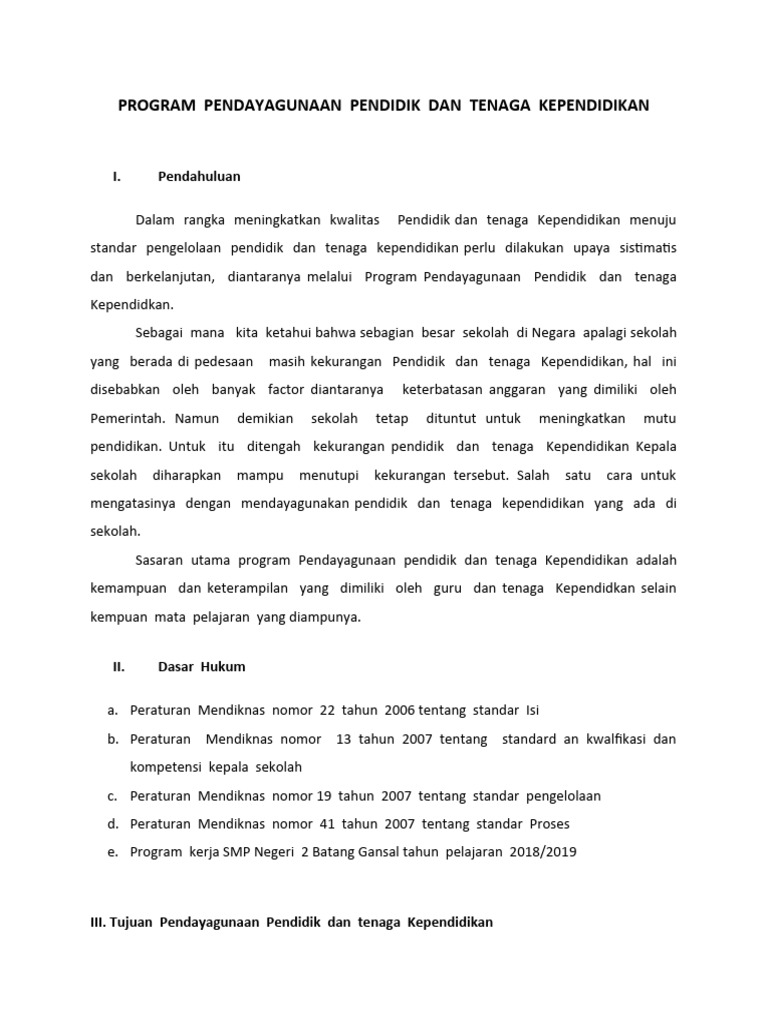 Program Pendayagunaan Pendidik Dan Tenaga Kependidikan | PDF