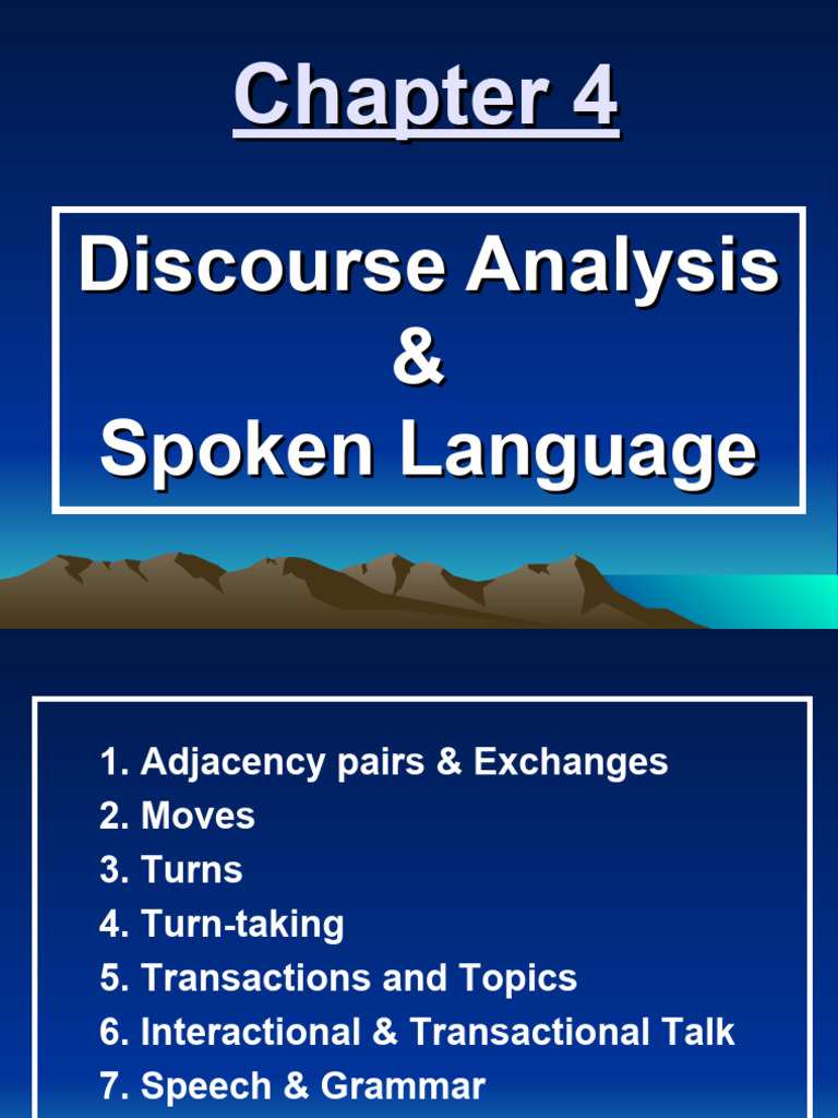 DA.Chap4.DA & Spoken Language | PDF | Linguistics | Human Communication