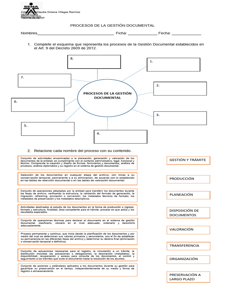 Aa. Evaluación - Reconocer El Proceso de La Gestión Documental (Actividad) | Descargar gratis ...