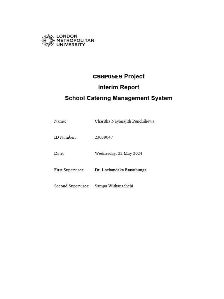 Interim Report | PDF | School Meal | Supply Chain