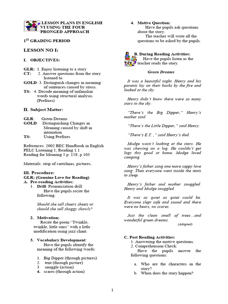 1ST Grading Lesson Plan English Vi | PDF | Linguistics