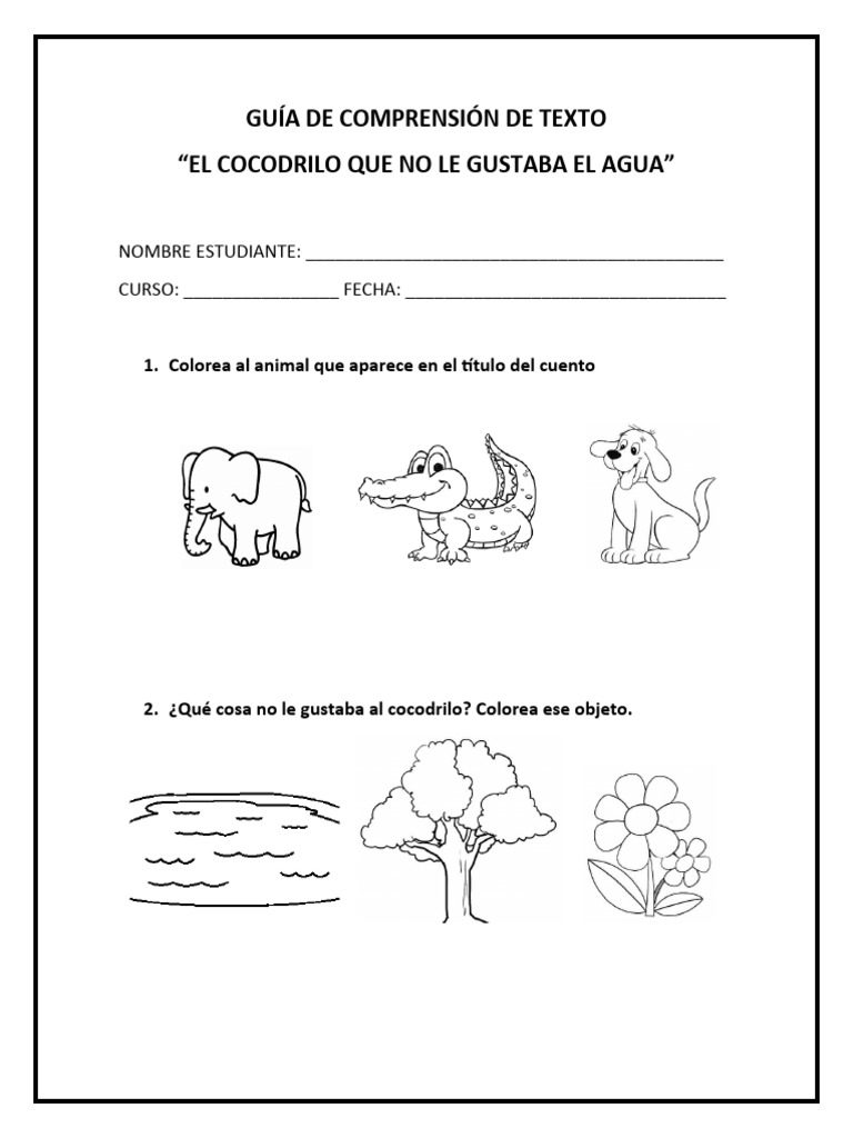 Guía Cuento El Cocodrilo Que No Le Gustaba El Agua | PDF