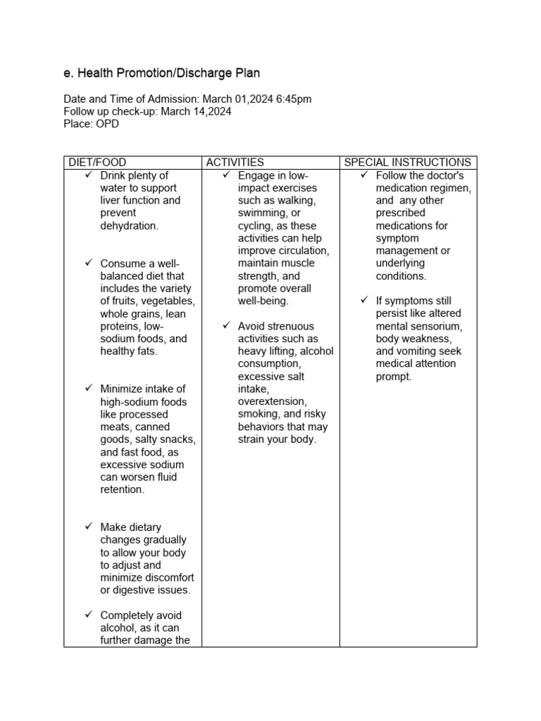 Discharged-plan | PDF