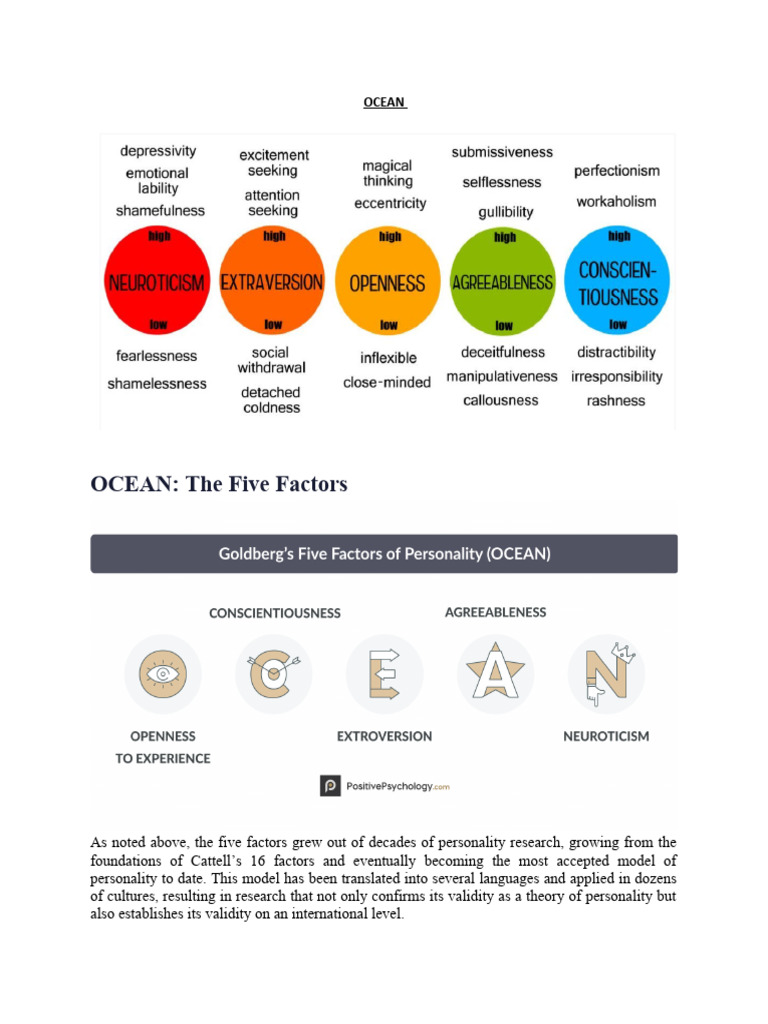 OCEAN: The Big Five Personality Traits | PDF | Extraversion And ...