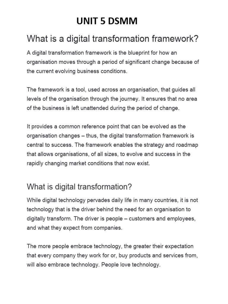 What Is A Digital Transformation Framework | PDF | Disruptive ...