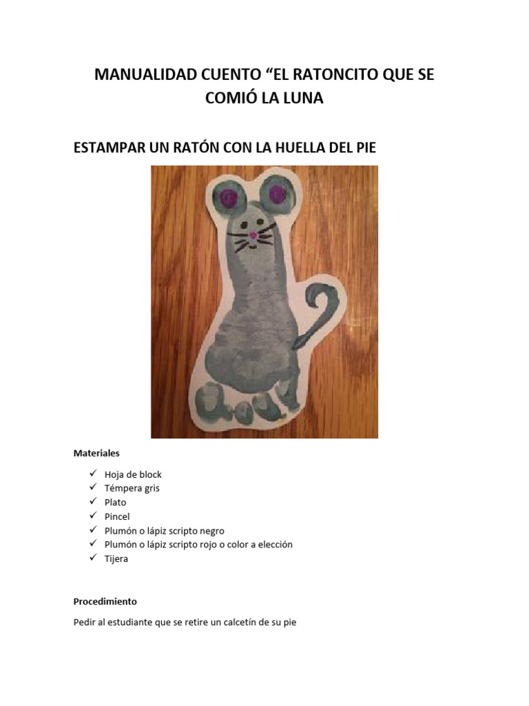 2) Estampar Un Ratón Con La Huella Del Pie | PDF