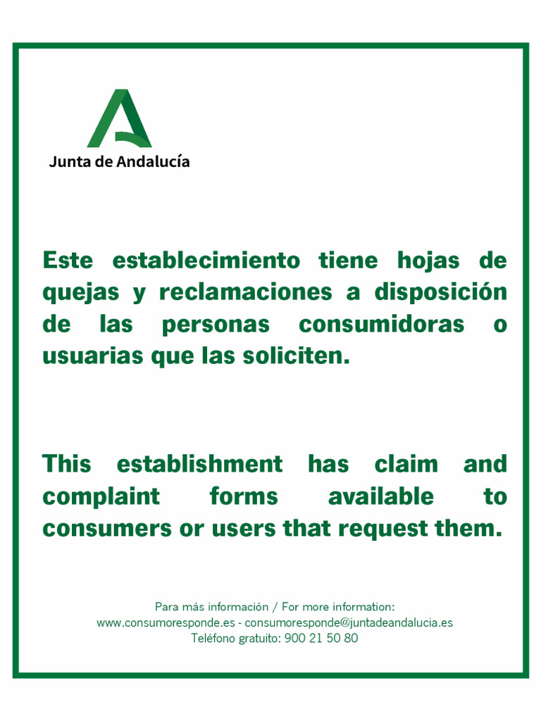 Hoja de Reclamaciones Cartel | PDF