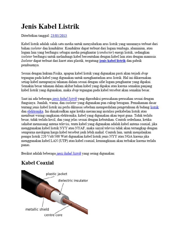 Jenis Kabel Listrik | PDF