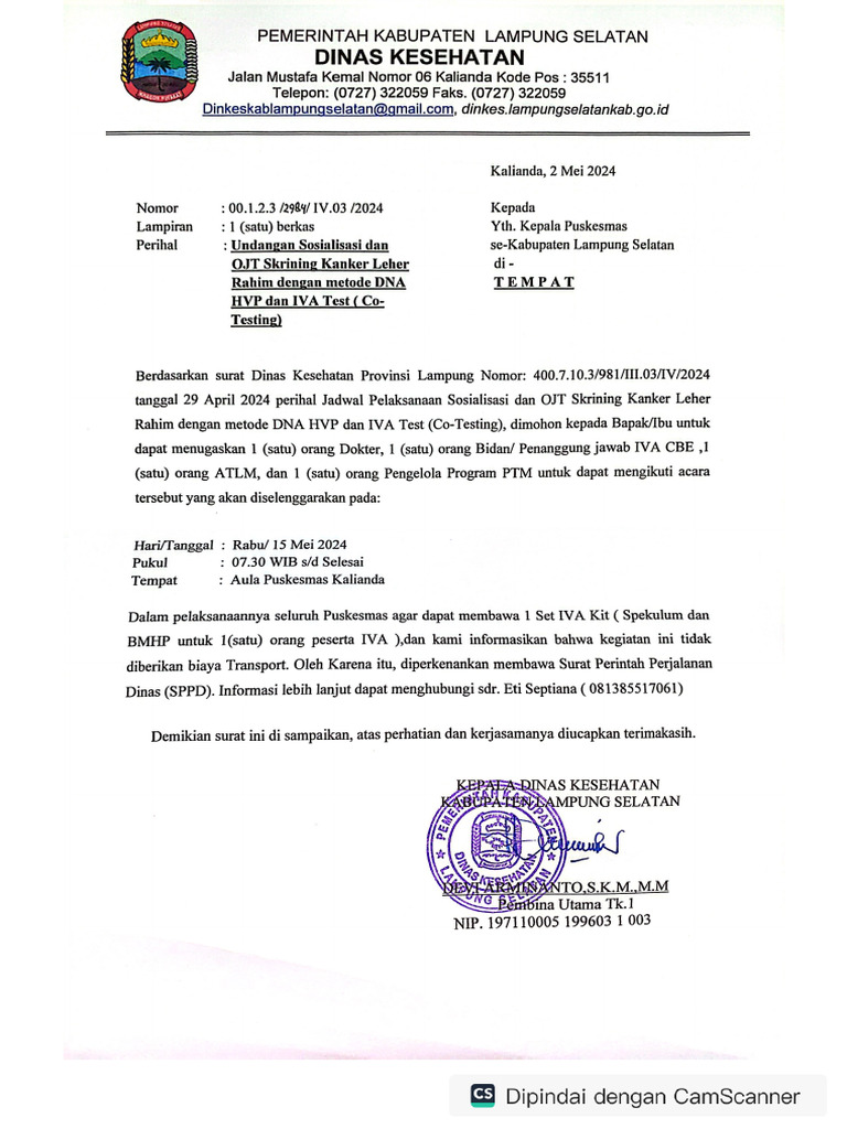 Undangan Sosialisasi & OJT IVA Metode DN - 240513 - 132034 | PDF
