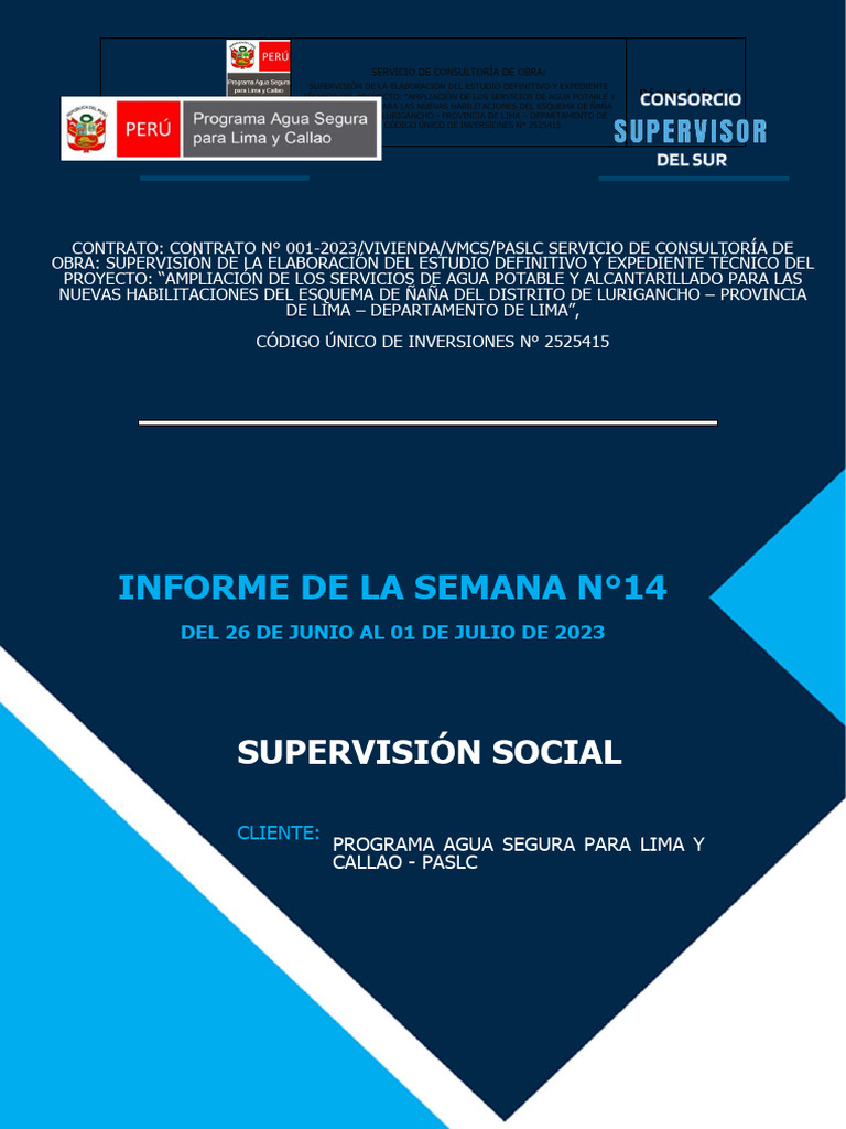 Informe Semana N°14 | PDF | Lima | Agua y el medio ambiente