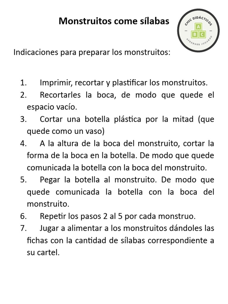 Monstruo Come Sílabas | PDF