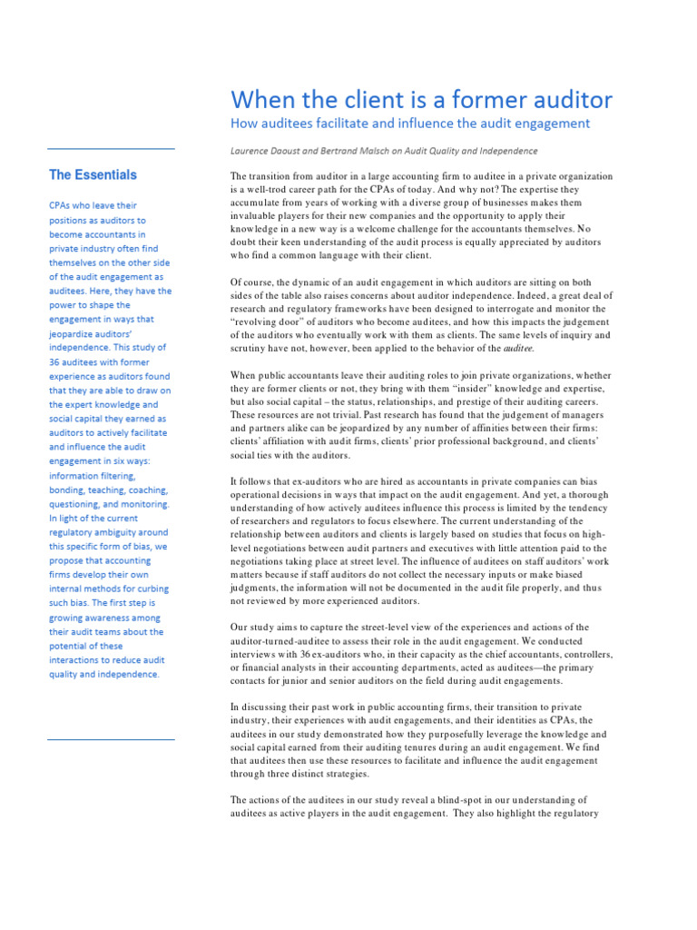 When Client Is Former Auditor | Download Free PDF | Audit | Accounting