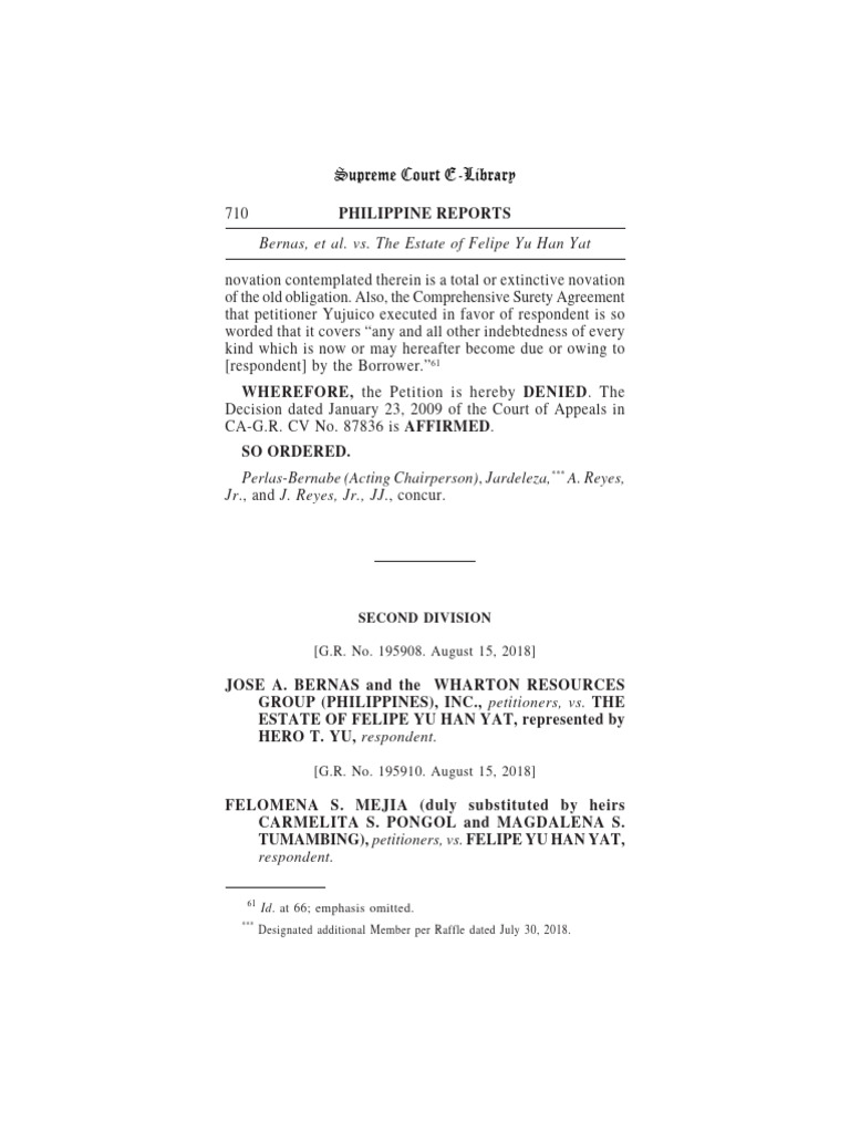 Bernas vs. Estate of Yu Han Yat Case Summary | PDF | Res Judicata ...