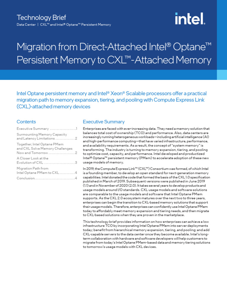 PUBLIC-optane-pmem-to-cxl-tech-brief | PDF | Computer Data Storage | Information Technology