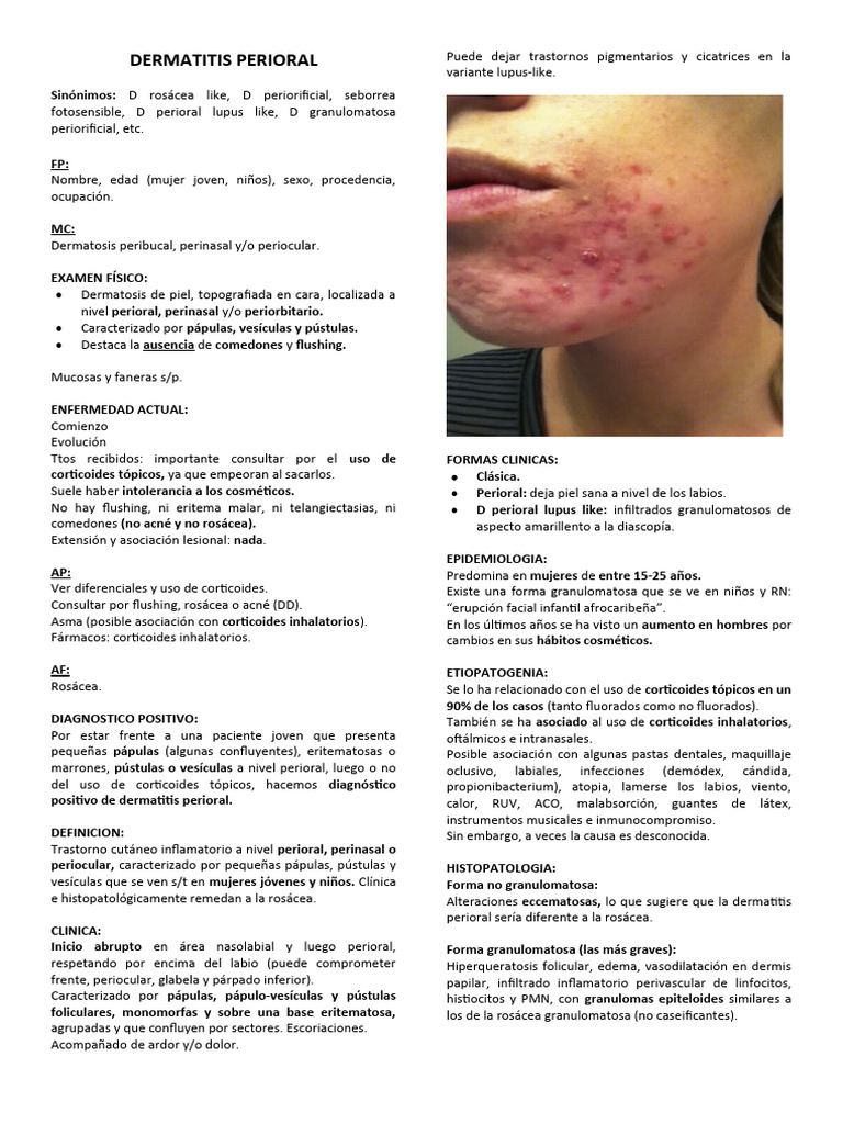 Dermatitis Perioral | PDF | Especialidades Medicas | Medicina CLINICA
