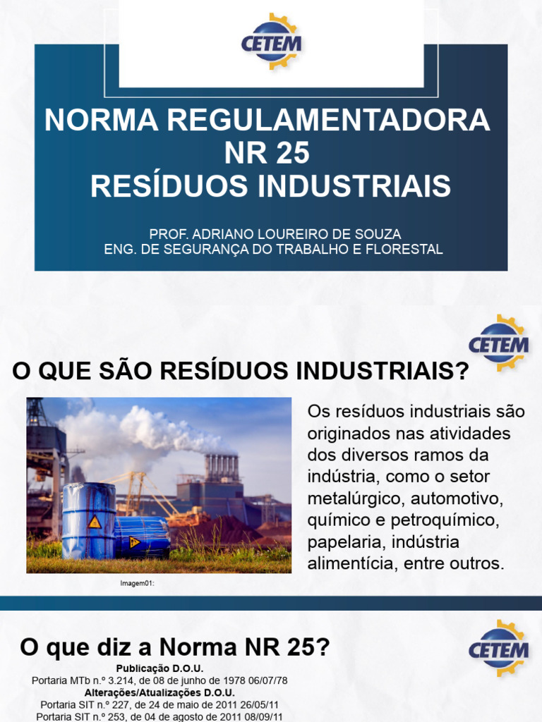 NR 25: Gestão de Resíduos Industriais | PDF | Desperdício | Poluição do ar
