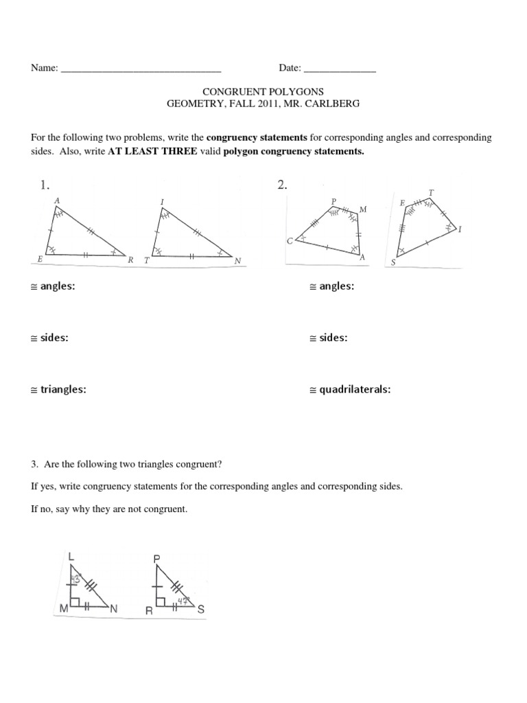 Understanding Congruent Polygons in Geometry | PDF | Teaching Methods ...