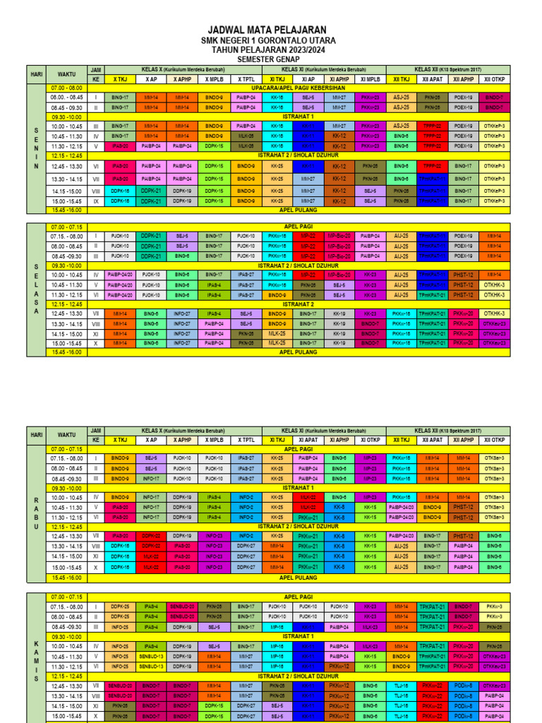 JADWAL KBM GENAP 2023-2024 Ok | PDF