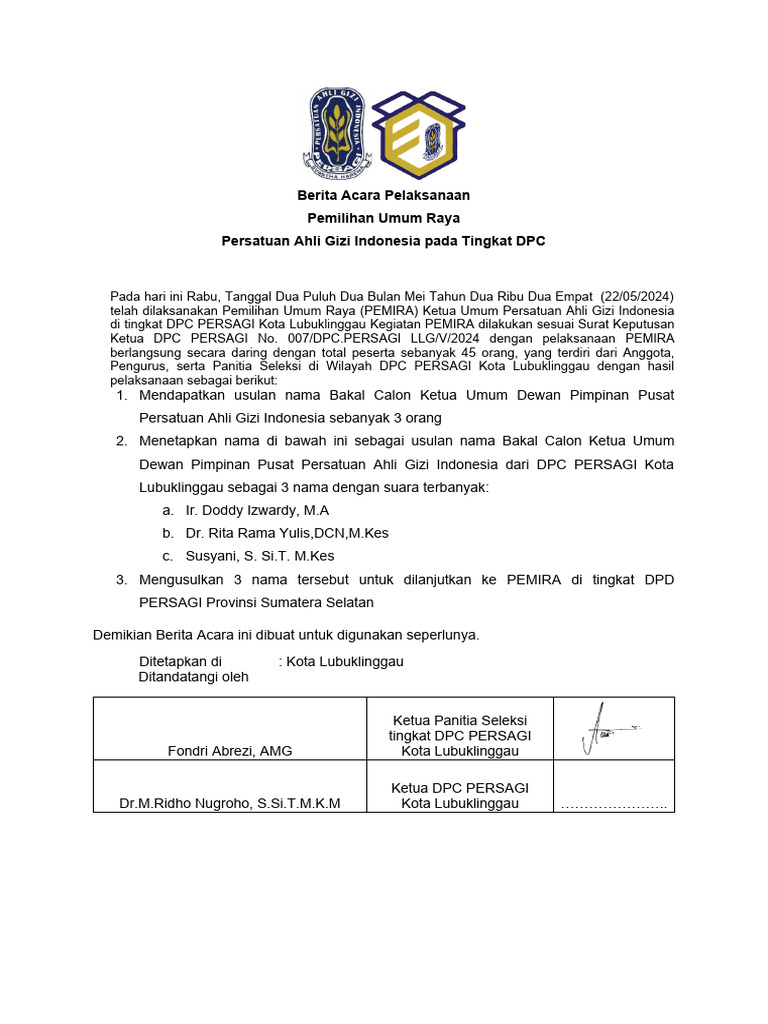 Konsep Berita Acara PEMIRA DPC | PDF | Olahraga & Rekreasi | Ilmu Sosial