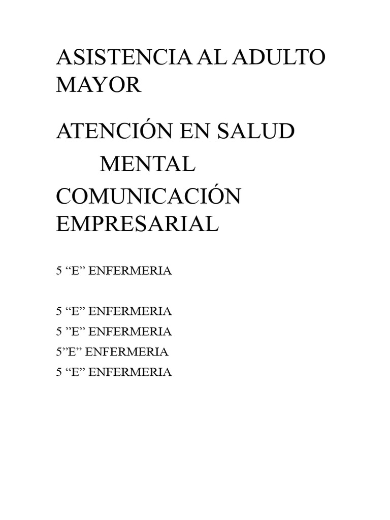 Asistencia Al Adulto Mayor | PDF