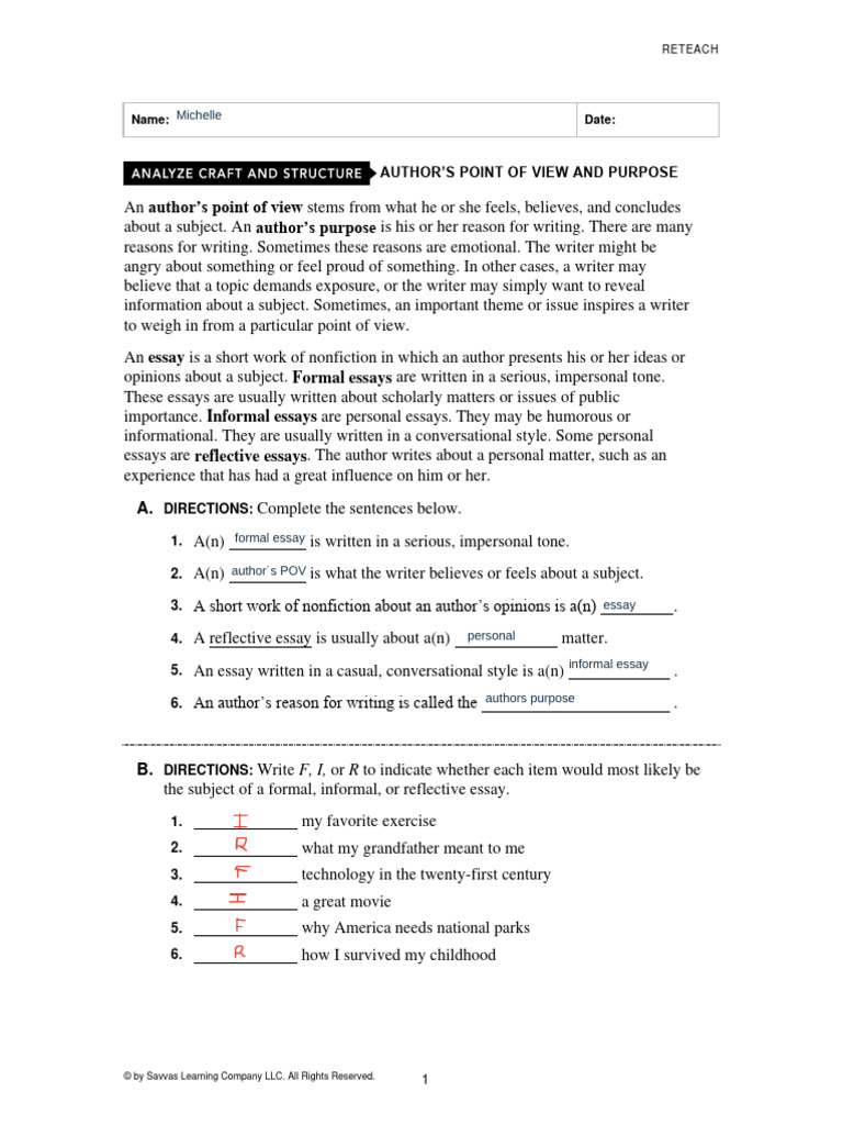 Analyze Craft and Structure - Author's Point of View and Purpose (RP ...