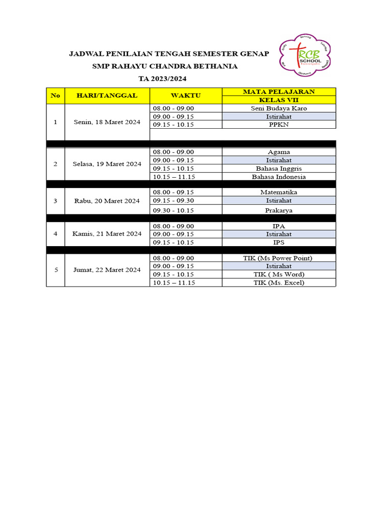 Jadwal PTS Genpa SMP Ta 2023 2024 | PDF