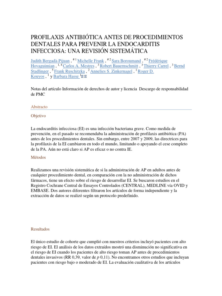 Profilaxis AntibiÓtica Antes De Procedimientos Dentales Para Prevenir 9423