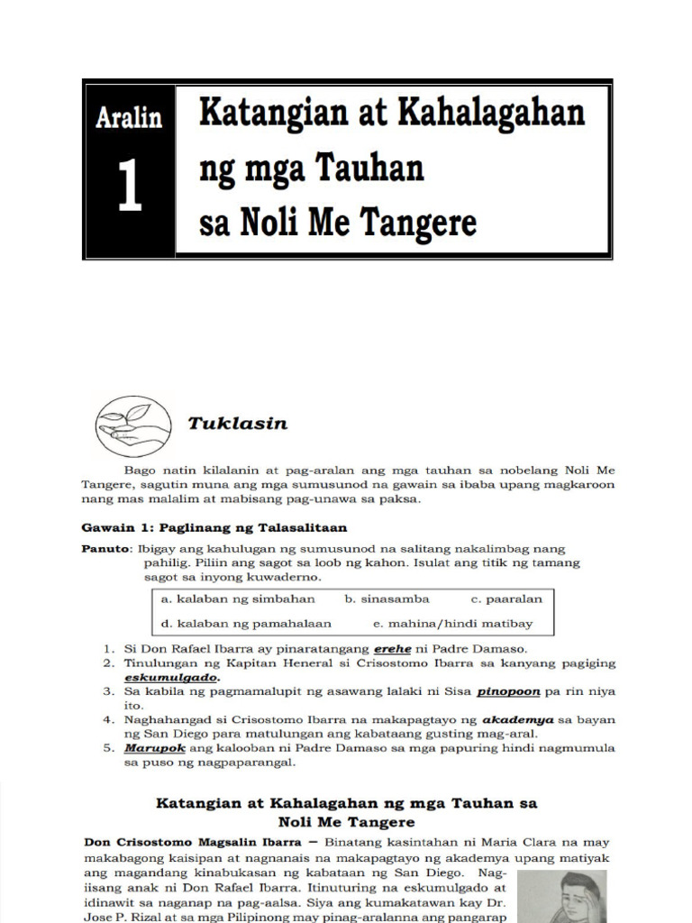 Mga Tauhan Sa Noli Me Tangere | PDF