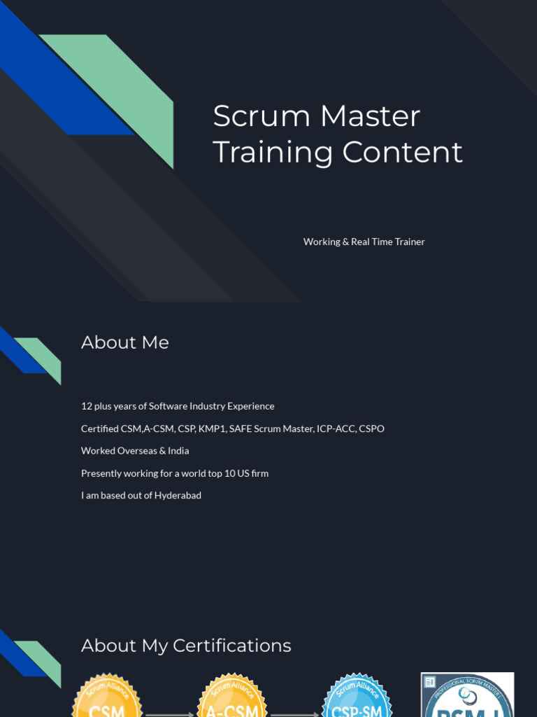 Scrum Master Training Overview | PDF | Scrum (Software Development ...