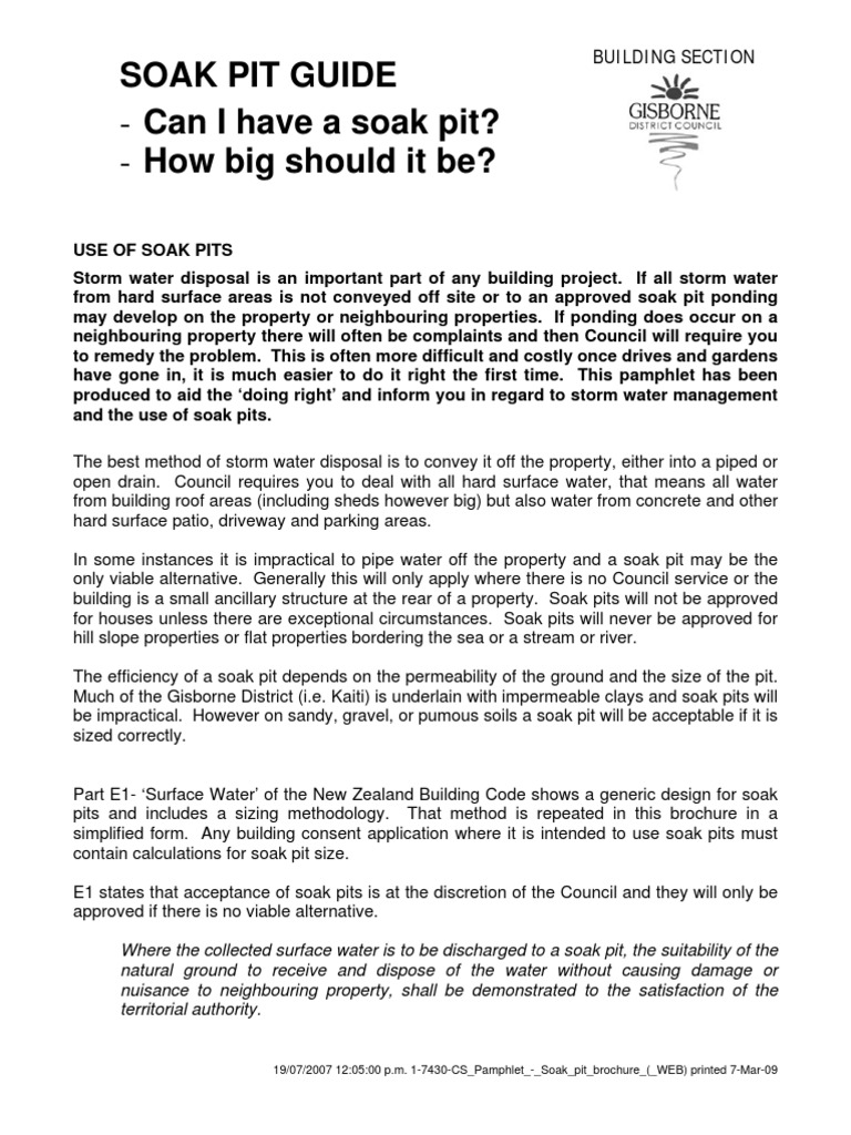Soak Pit Pamphlet | PDF | Area | Stormwater