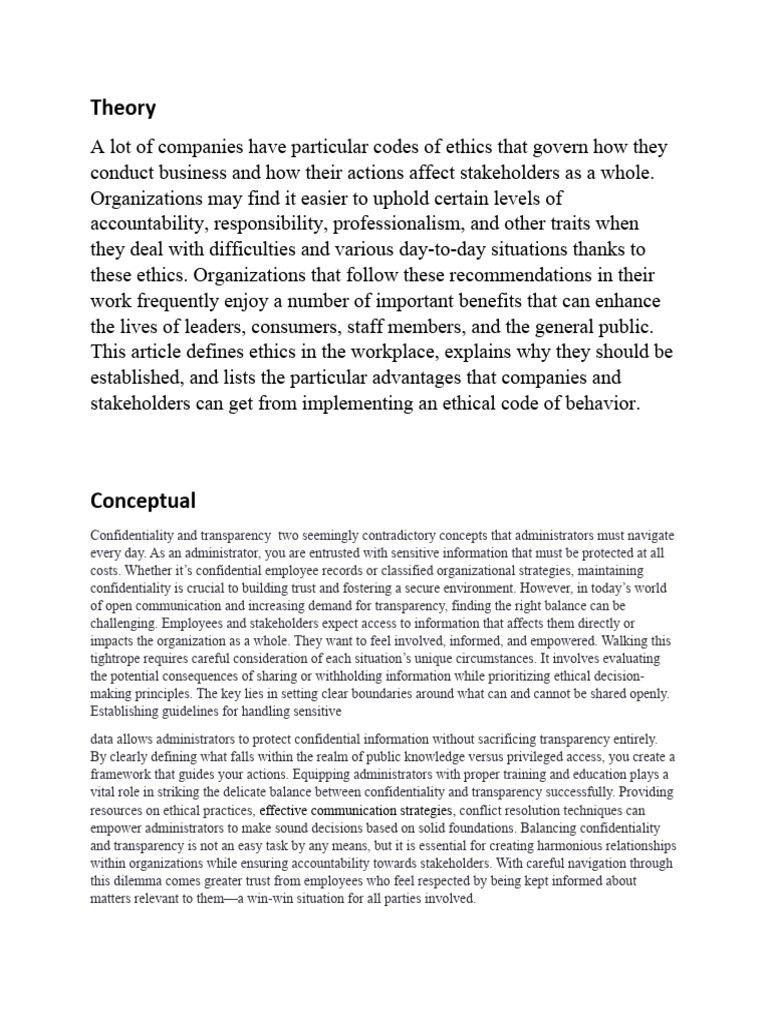Theory and Conceptual | PDF | Transparency (Behavior) | Confidentiality