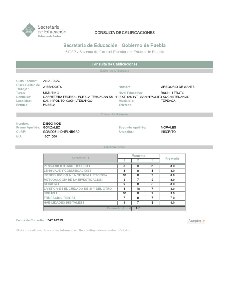 SICEP - Sistema de Control Escolar Del Estado de Puebla | Descargar ...
