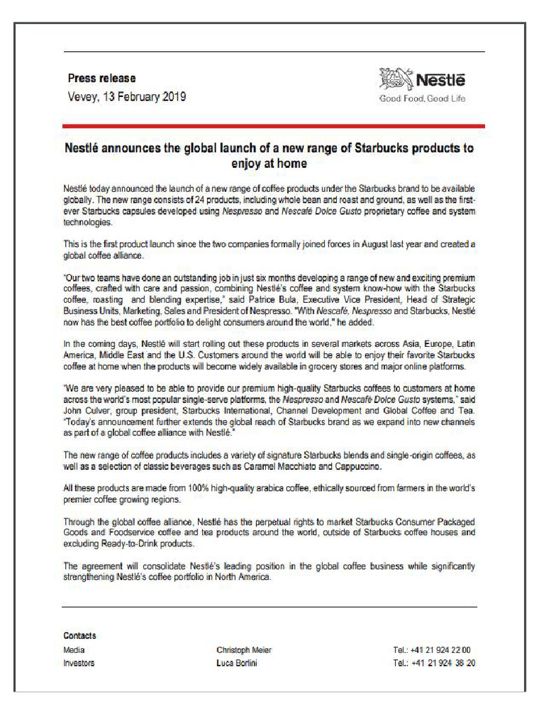 Nestle Product-Launch-Press-Release | PDF