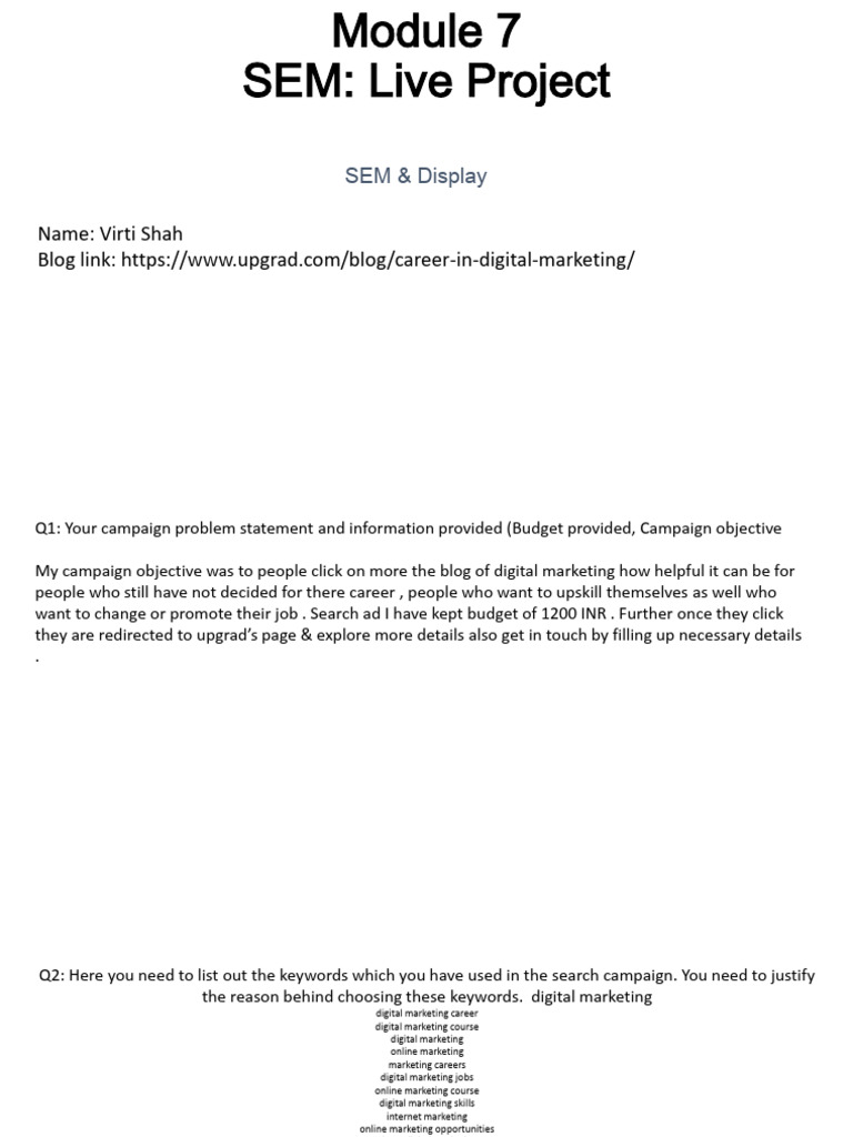 MICA DM 69 VIRTI SHAH SEM Display Liveproject | PDF | Digital Marketing | Search Engine Marketing