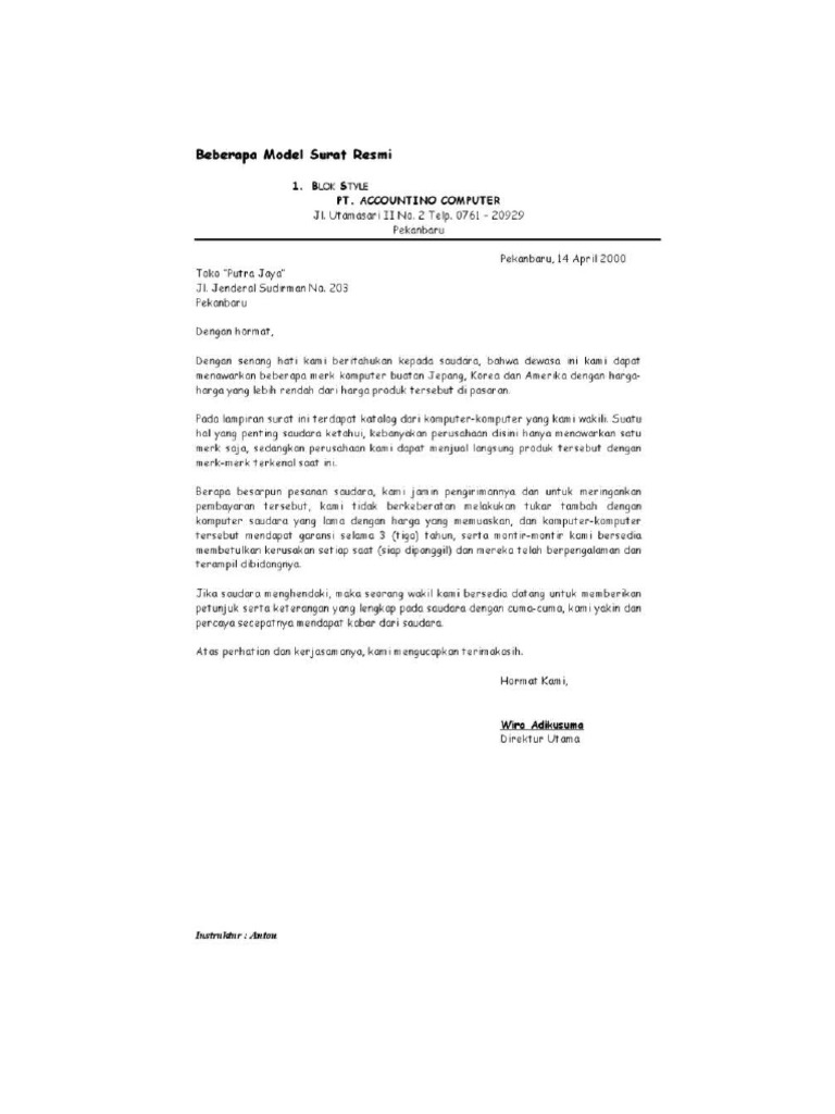 Model Surat Maya | PDF