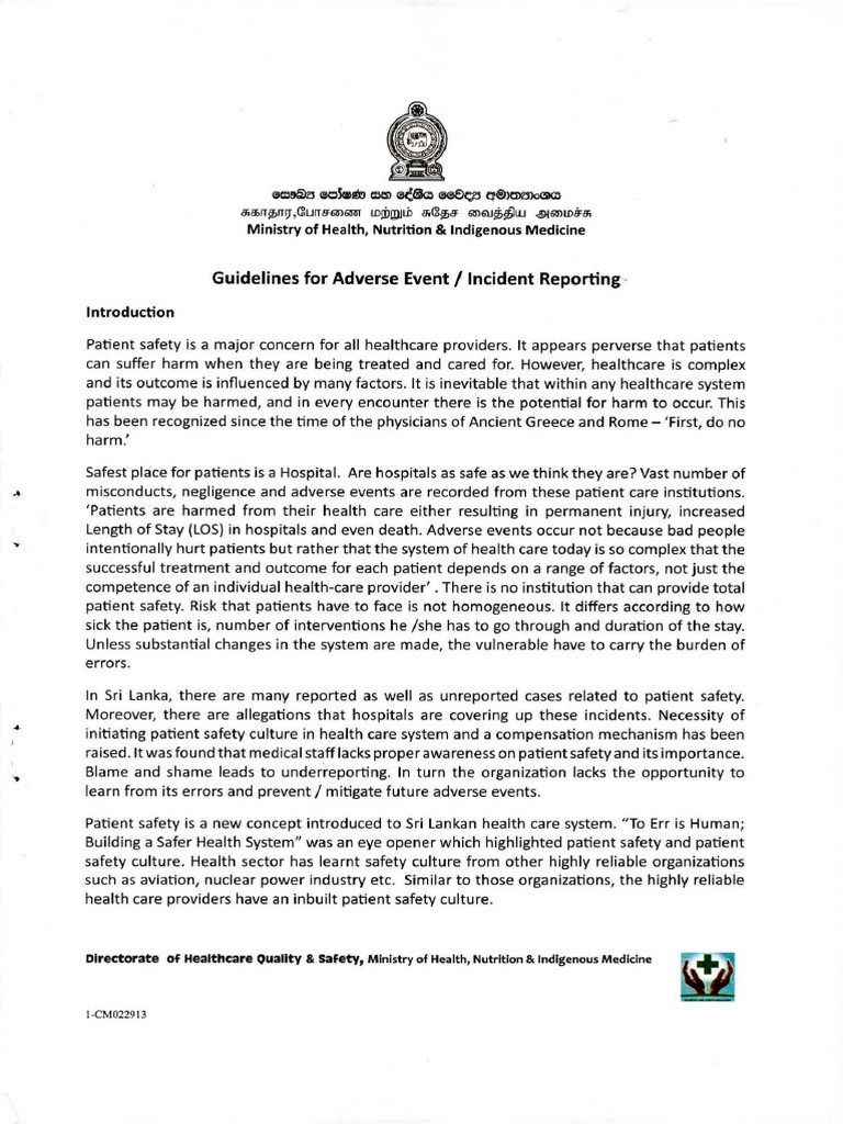 Guidelines For Adverse Effect Reporting | PDF
