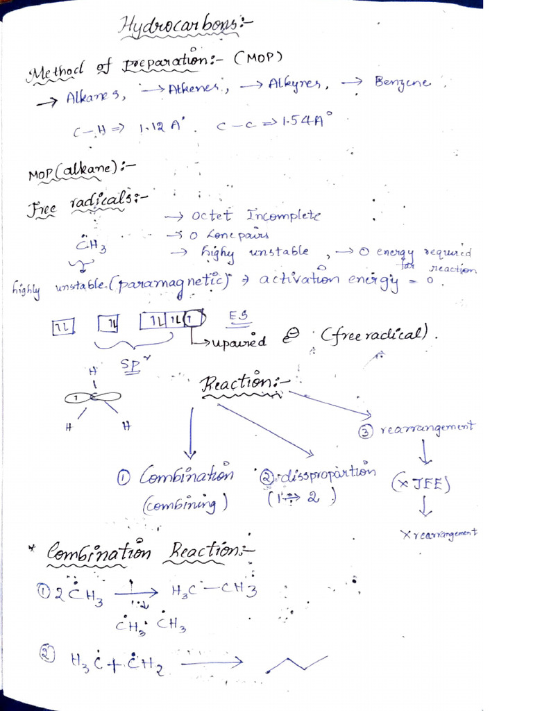 Hydrocarbons (Part 1) Notes | PDF