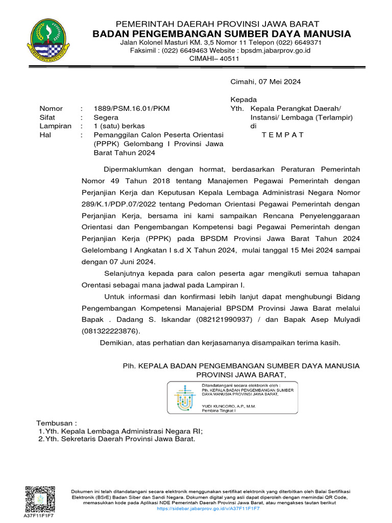 PKM 03 SURAT PEMANGGILAN PPPK GELOMBANG I ANGKATAN I-X TAHUN 2024 11052024 055244 Signed | PDF