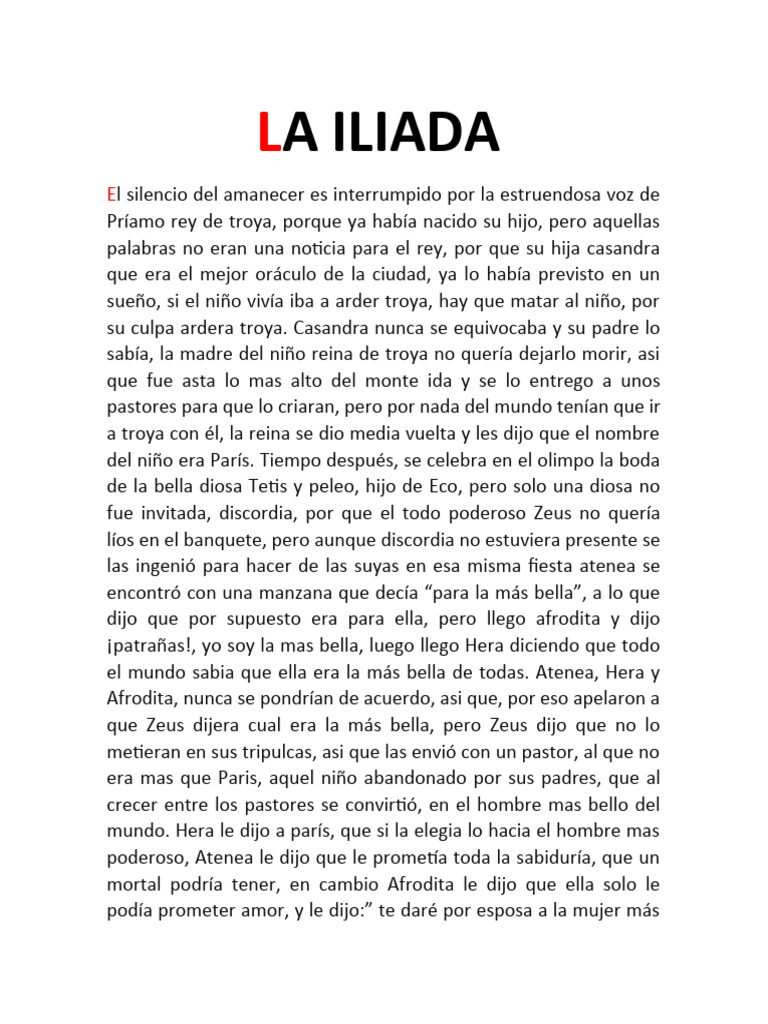 LA ILIADA | PDF | París (mitología) | Helena de Troya