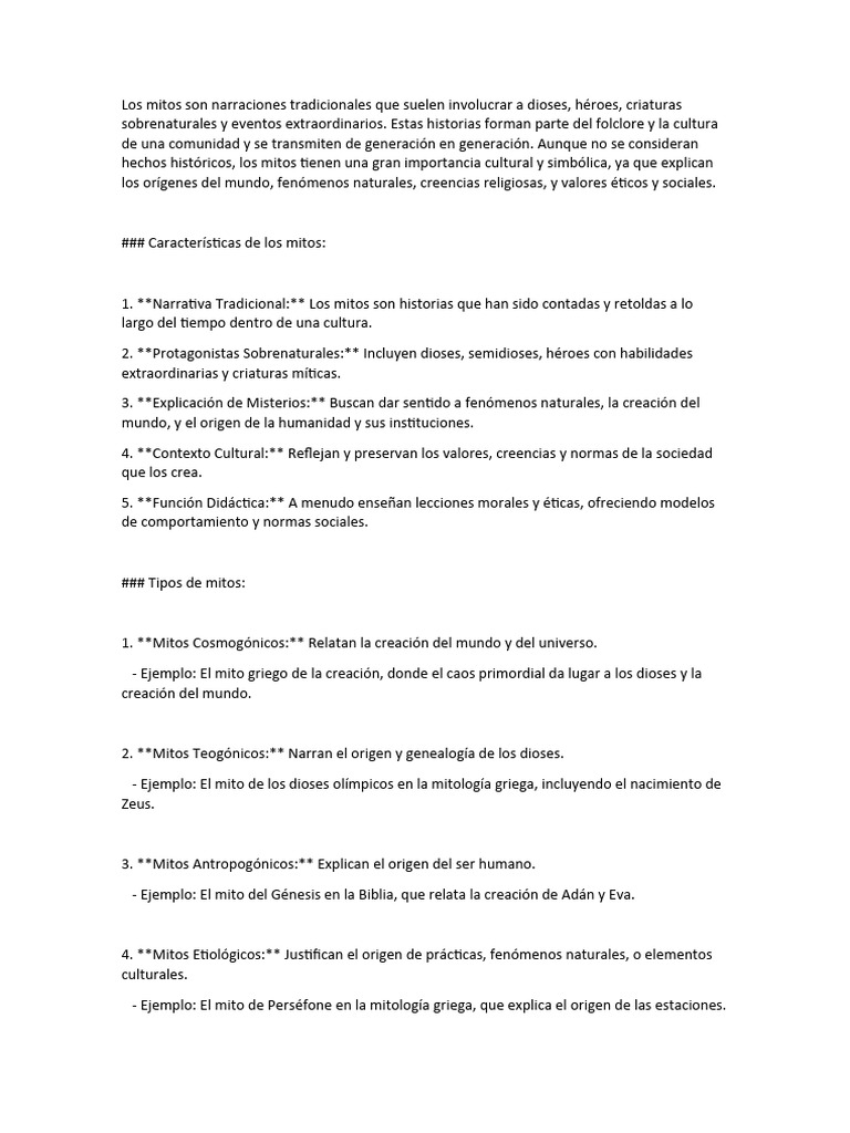 Los Mitos | PDF | Mitología griega | Antropología De La Religión